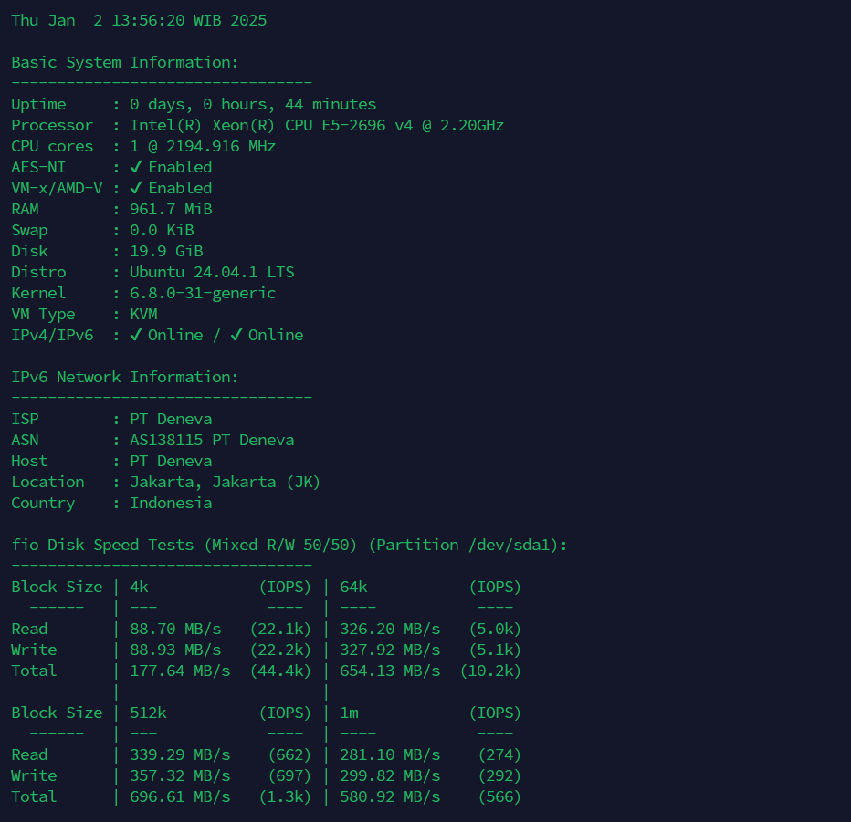 Review dan Benchmark VPS Nevalite Menggunakan Bench.sh dan YABS | AwanServers